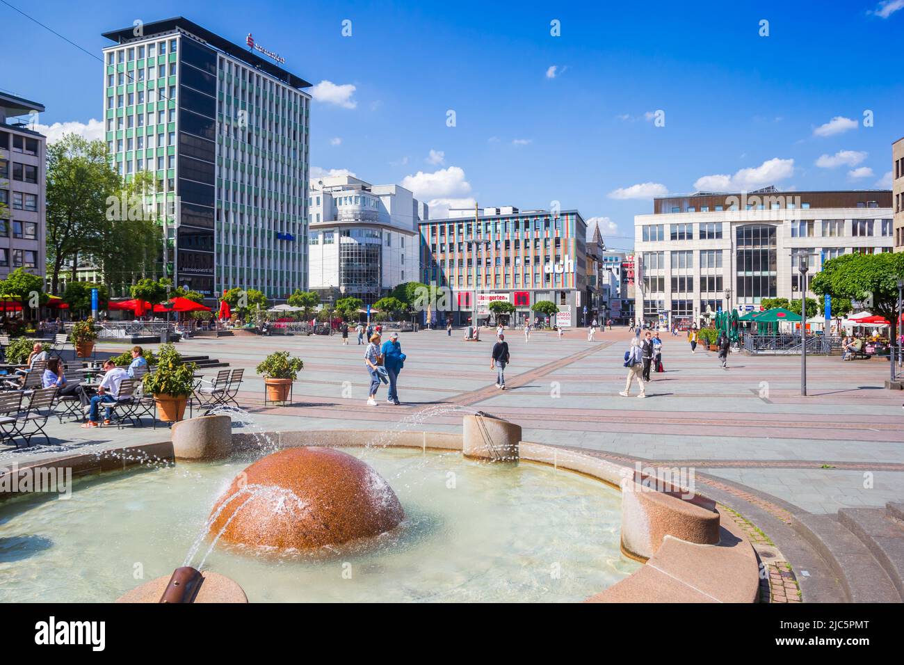 Marble fountain on the Kennedy square in central Essen, Germany Stock ...