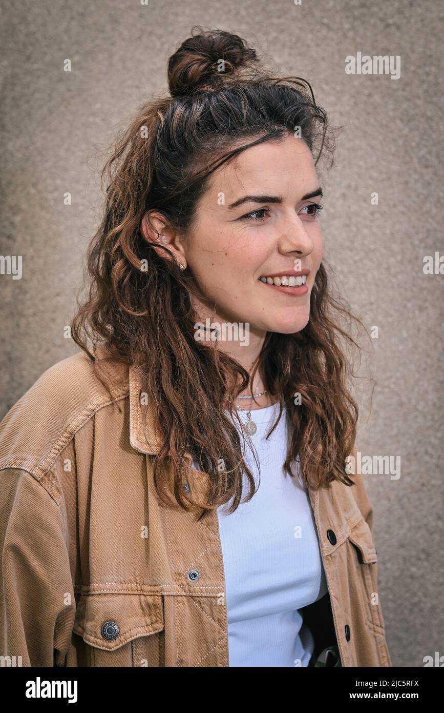 TV host Tess Elst pictured during a press conference of Flemish public ...