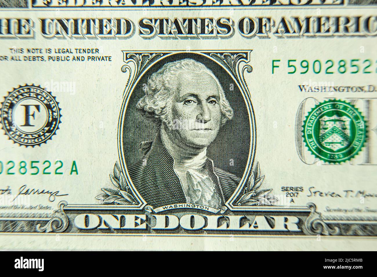 A one-dollar US banknote with a portrait of George Washington. Money ...