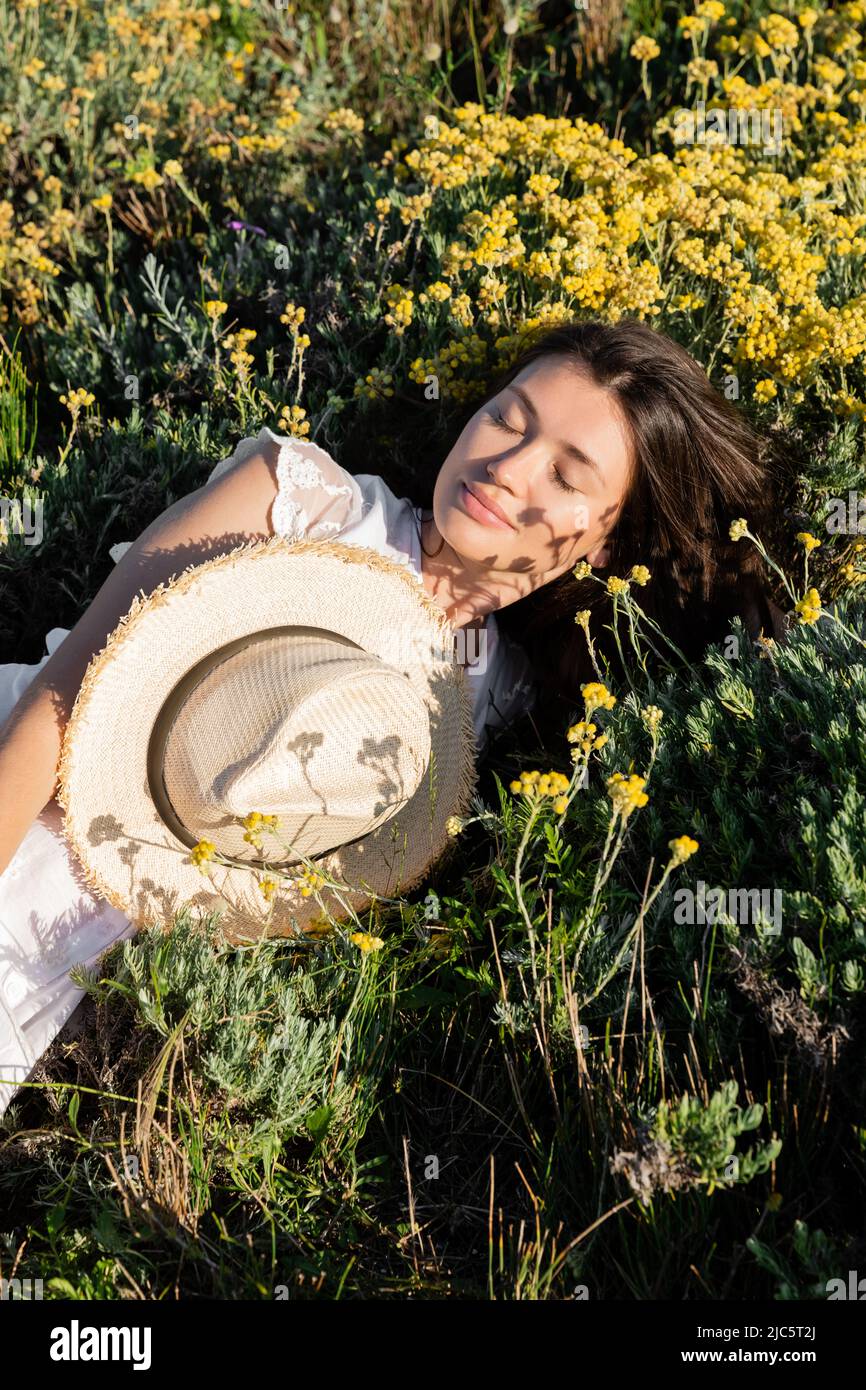 One caucasian woman lying in sun hi-res stock photography and images ...