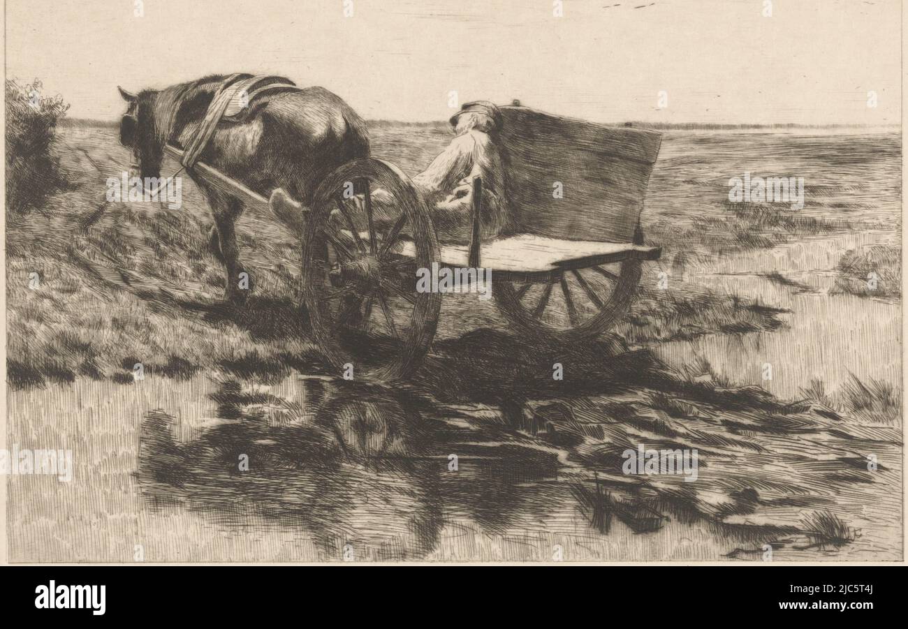 Horse-drawn Carriage on the Heath, print maker: Herman Johannes van der Weele, Netherlands, 1862 ...