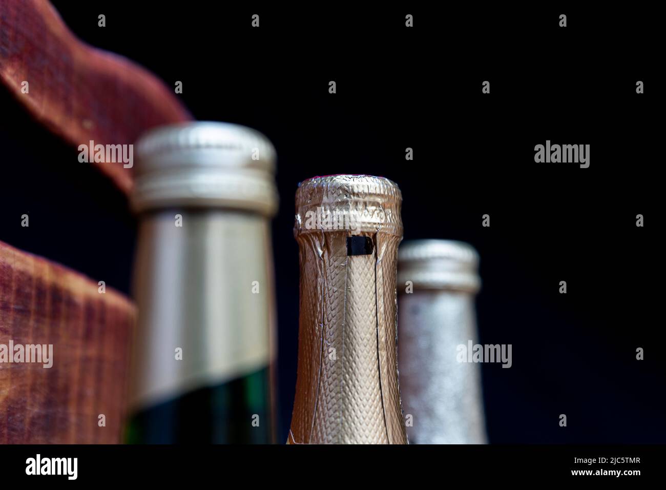 Wine bottle tops. Upper part of wine bottle. Corks and plugs Stock ...