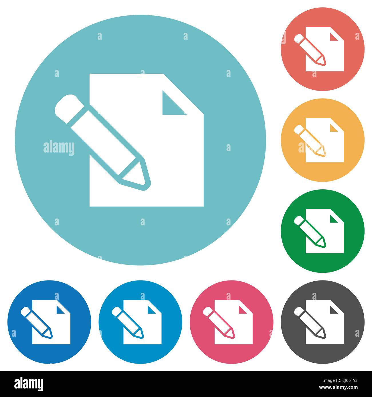 Edit with pencil solid flat white icons on round color backgrounds ...