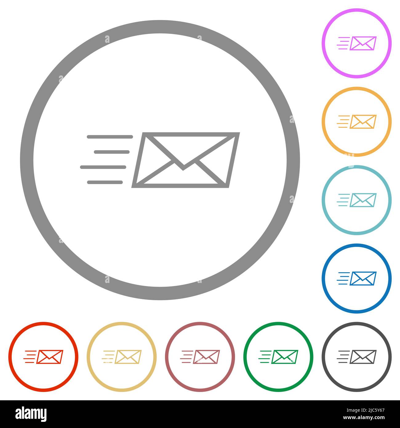 Sending express mail outline flat color icons in round outlines on ...