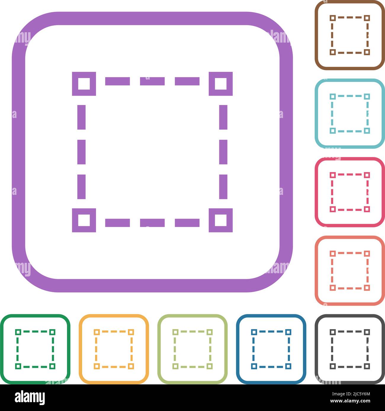 Selection tool outline simple icons in color rounded square frames on white background Stock ...