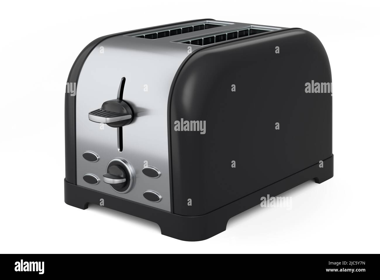 Stainless steel toaster for making toast bread on a white background ...
