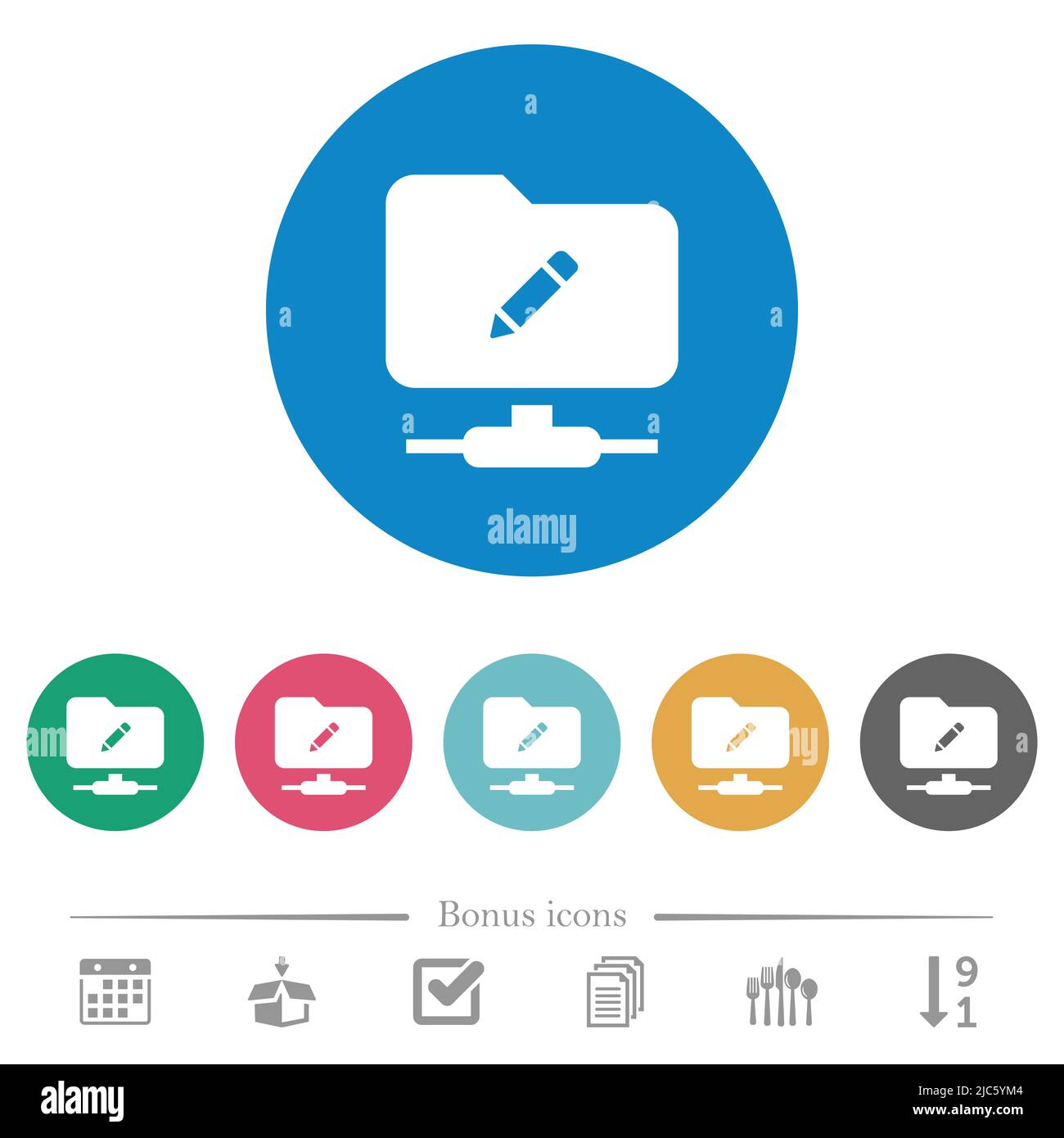 FTP rename flat white icons on round color backgrounds. 6 bonus icons ...
