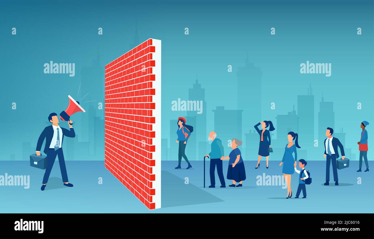 Vector of a wall between a politician businessman making a promise and ...