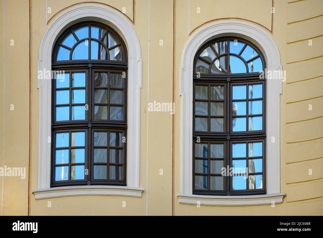 Reflections of Dresden Castle in the windows of palace ...
