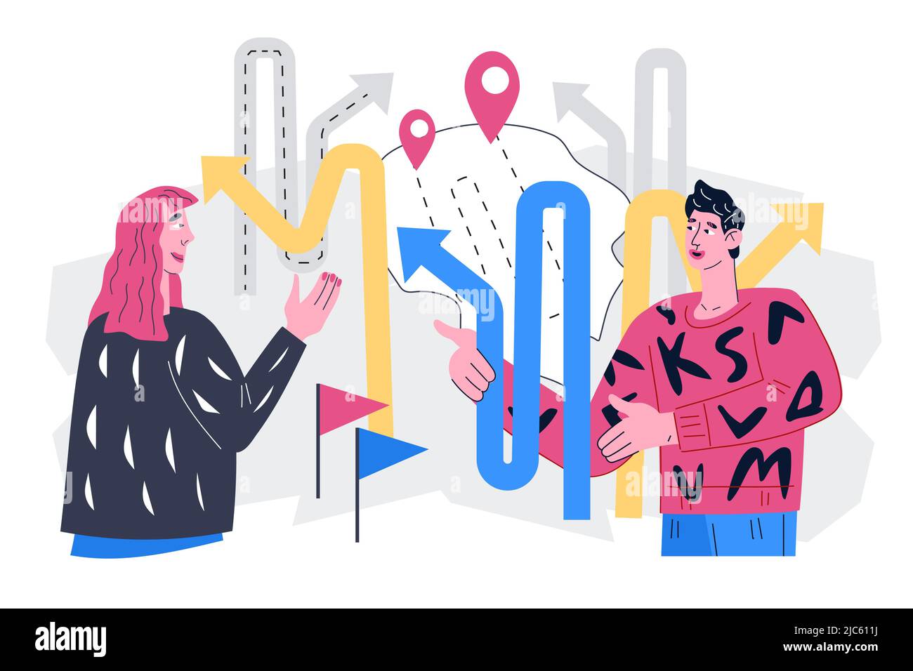 Way and career direction choice. Business decision, challenge, flat ...