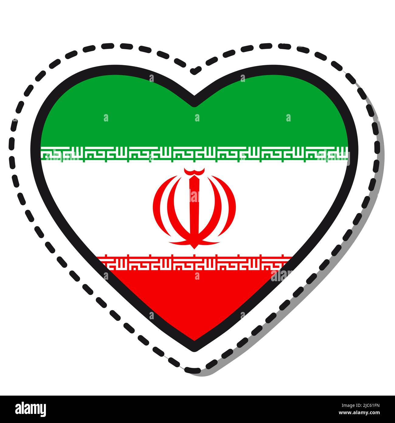 Flag Iran heart sticker on white background. Vintage vector love badge ...