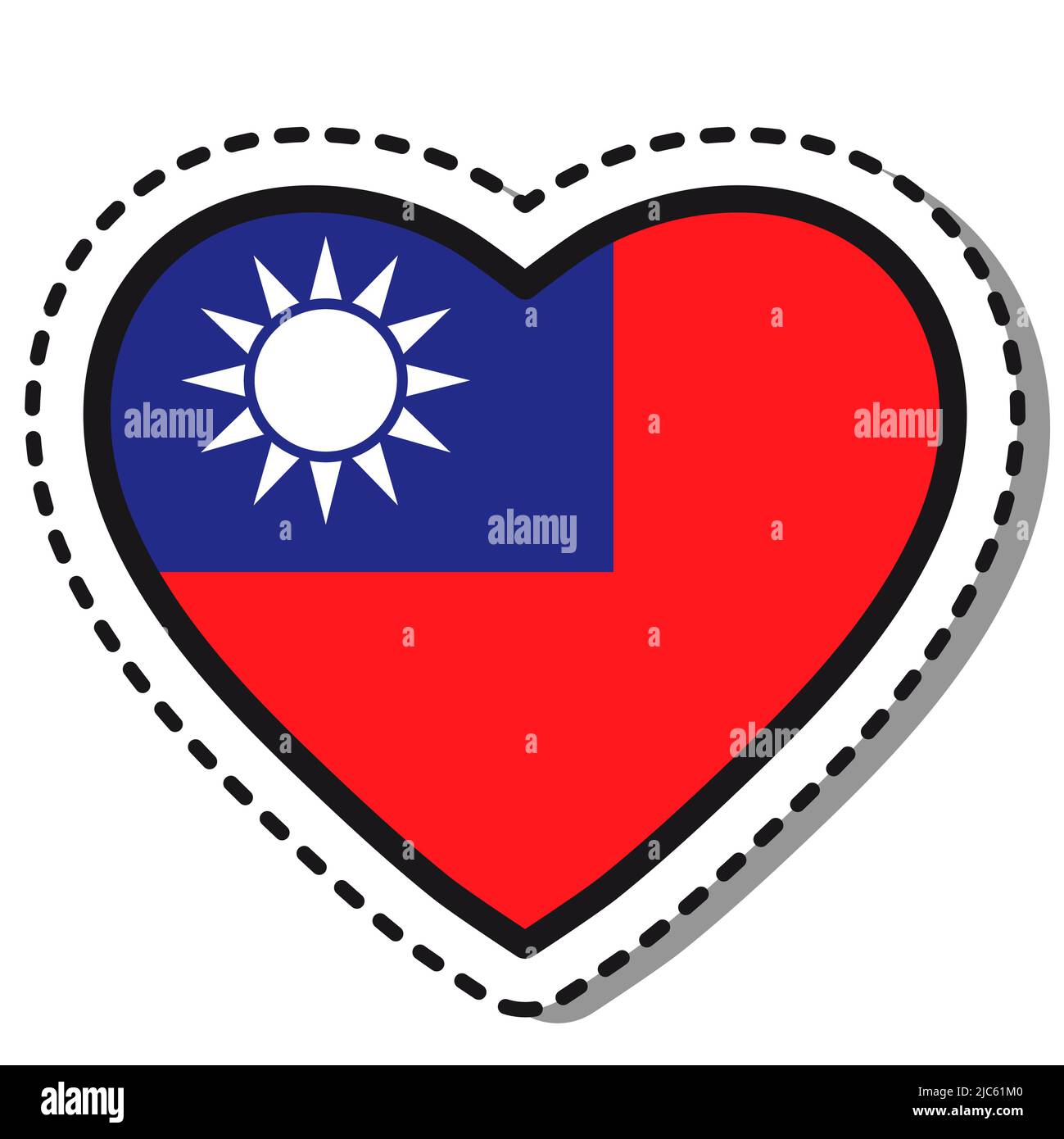 Flag Taiwan heart sticker on white background. Vintage vector love ...