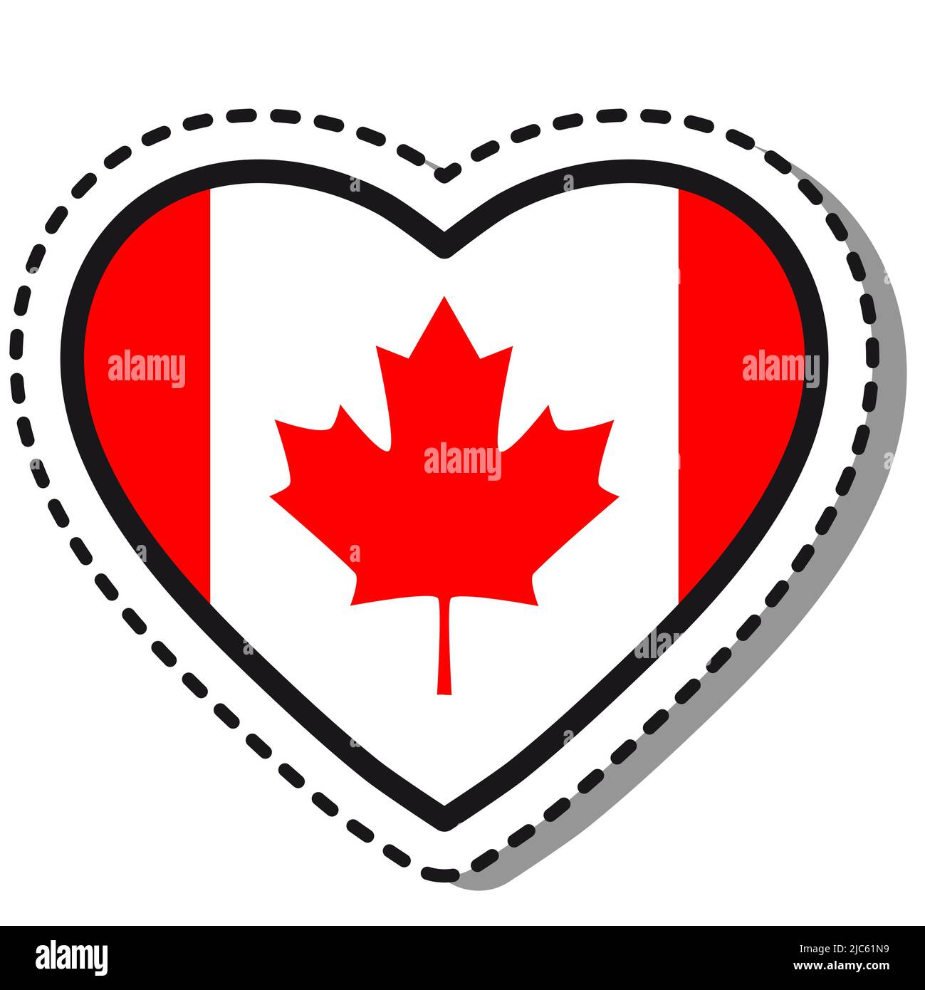 Flag Canada heart sticker on white background. Vintage vector love ...