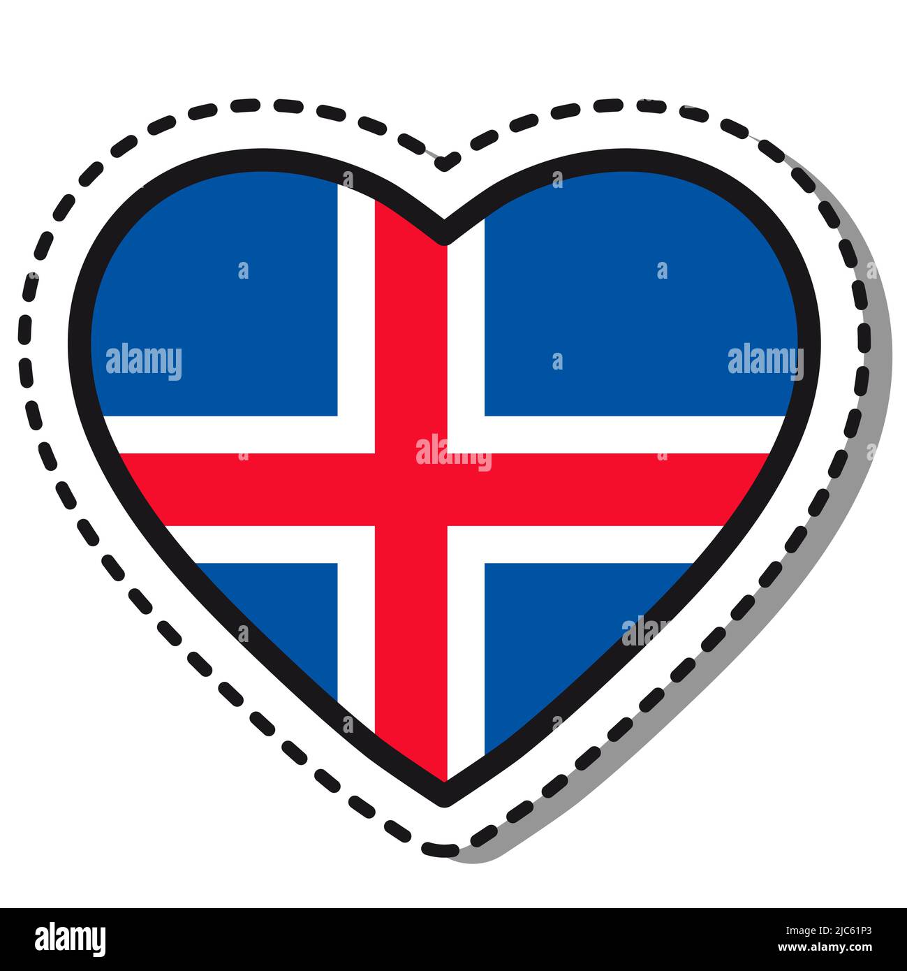 Flag Iceland heart sticker on white background. Vintage vector love ...