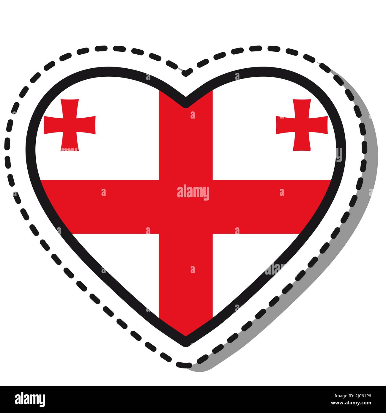 Flag Georgia heart sticker on white background. Vintage vector love ...