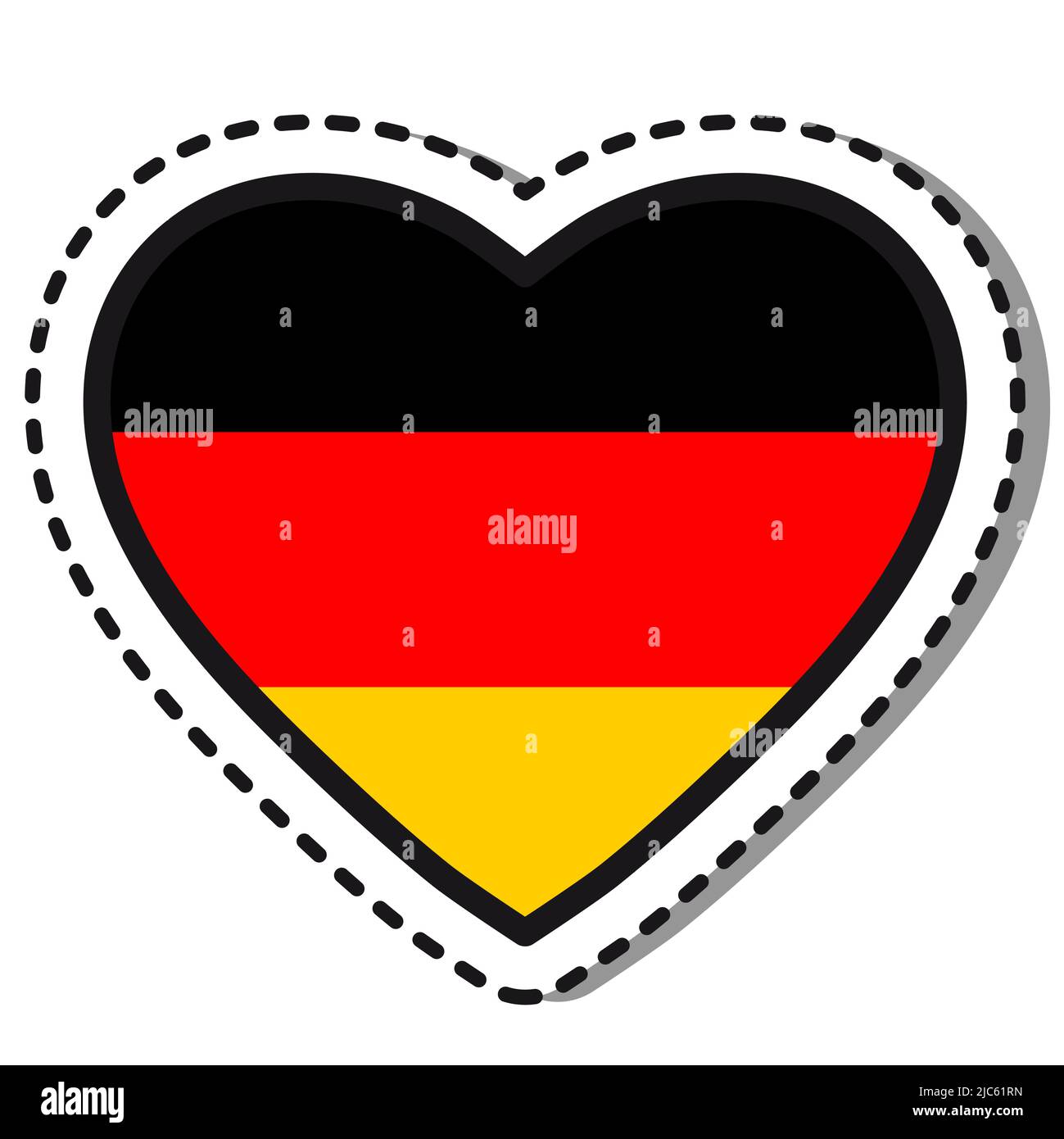 Flag Germany heart sticker on white background. Vintage vector love ...