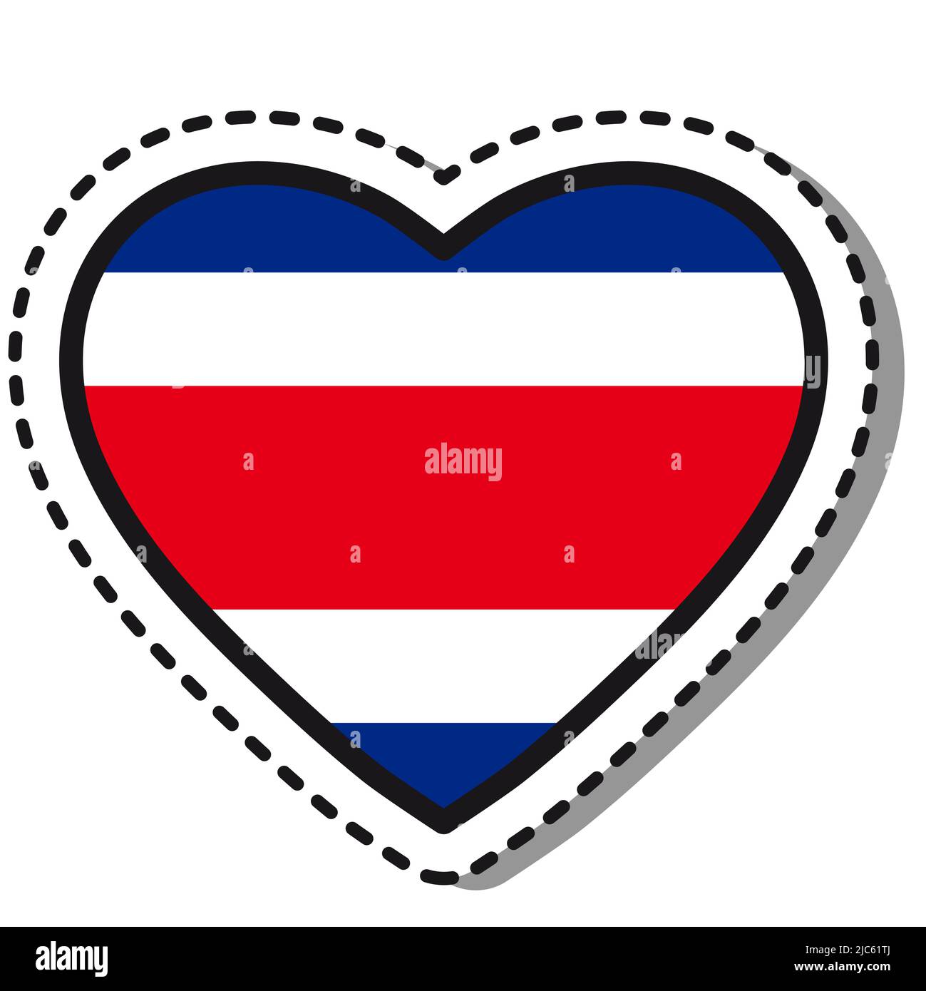 Flag Costa Rica heart sticker on white background. Vintage vector love ...