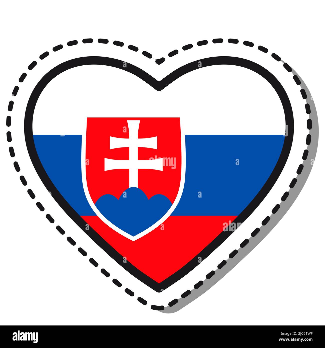 Flag Slovakia heart sticker on white background. Vintage vector love ...