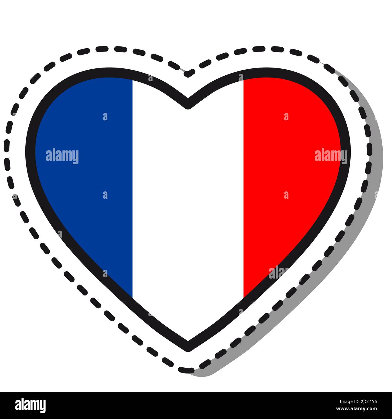 Flag France heart sticker on white background. Vintage vector love ...