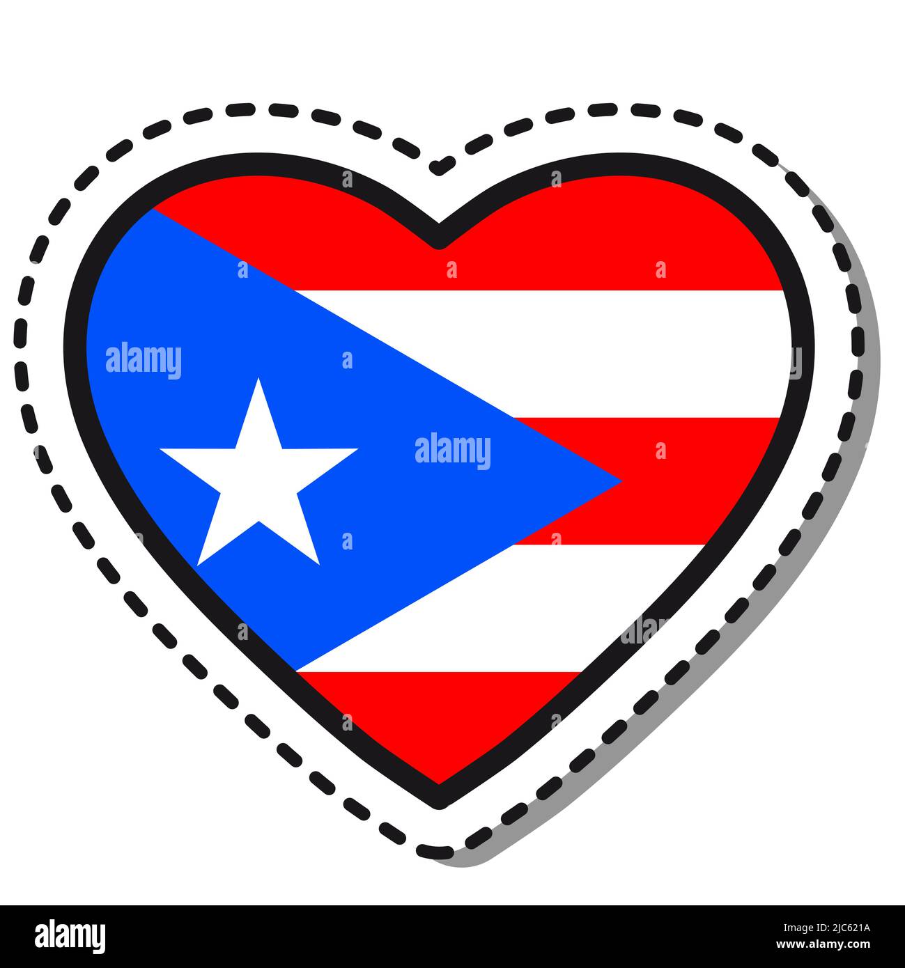 Flag Puerto Rico heart sticker on white background. Vintage vector love ...