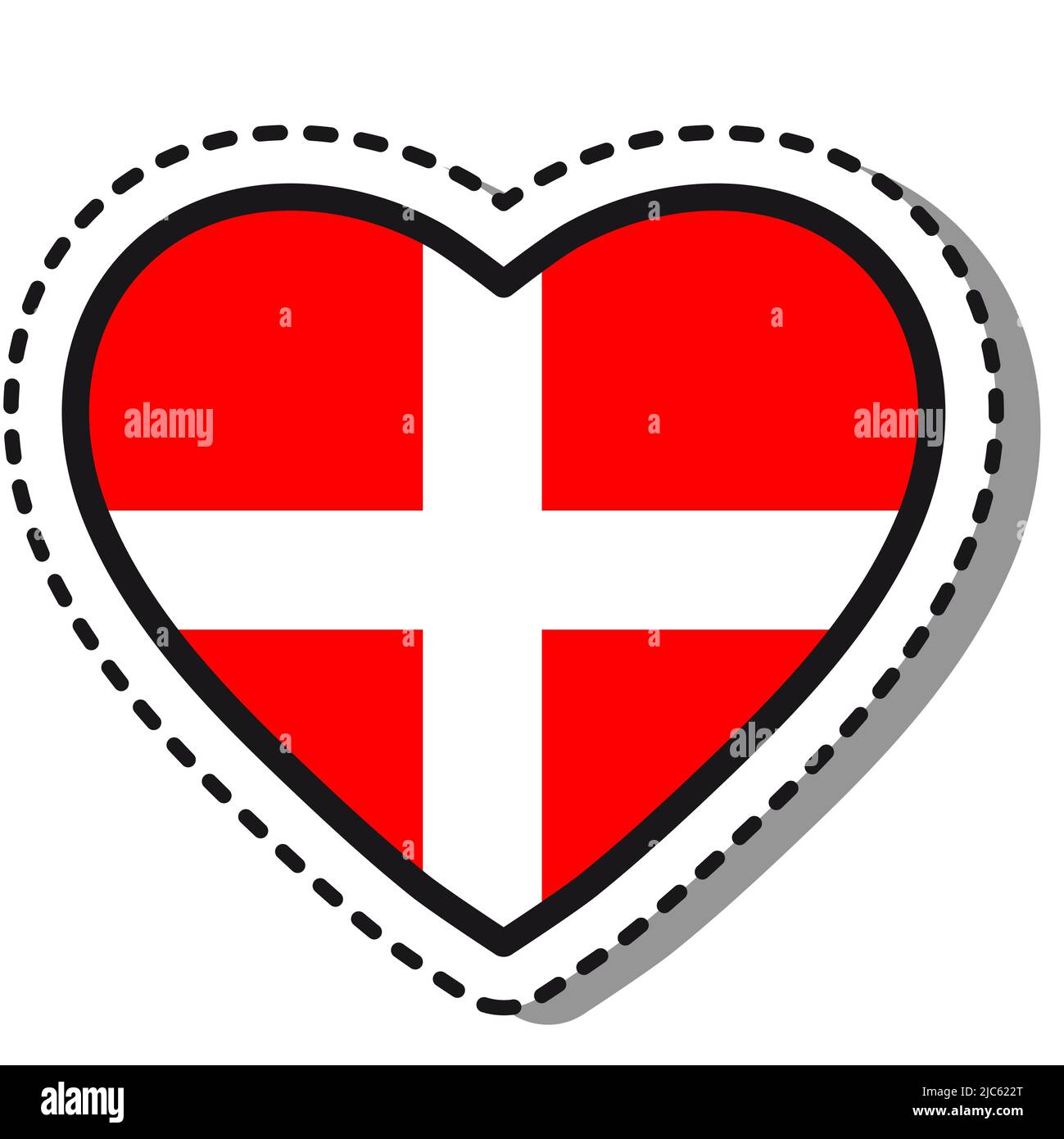 Flag Denmark heart sticker on white background. Vintage vector love ...