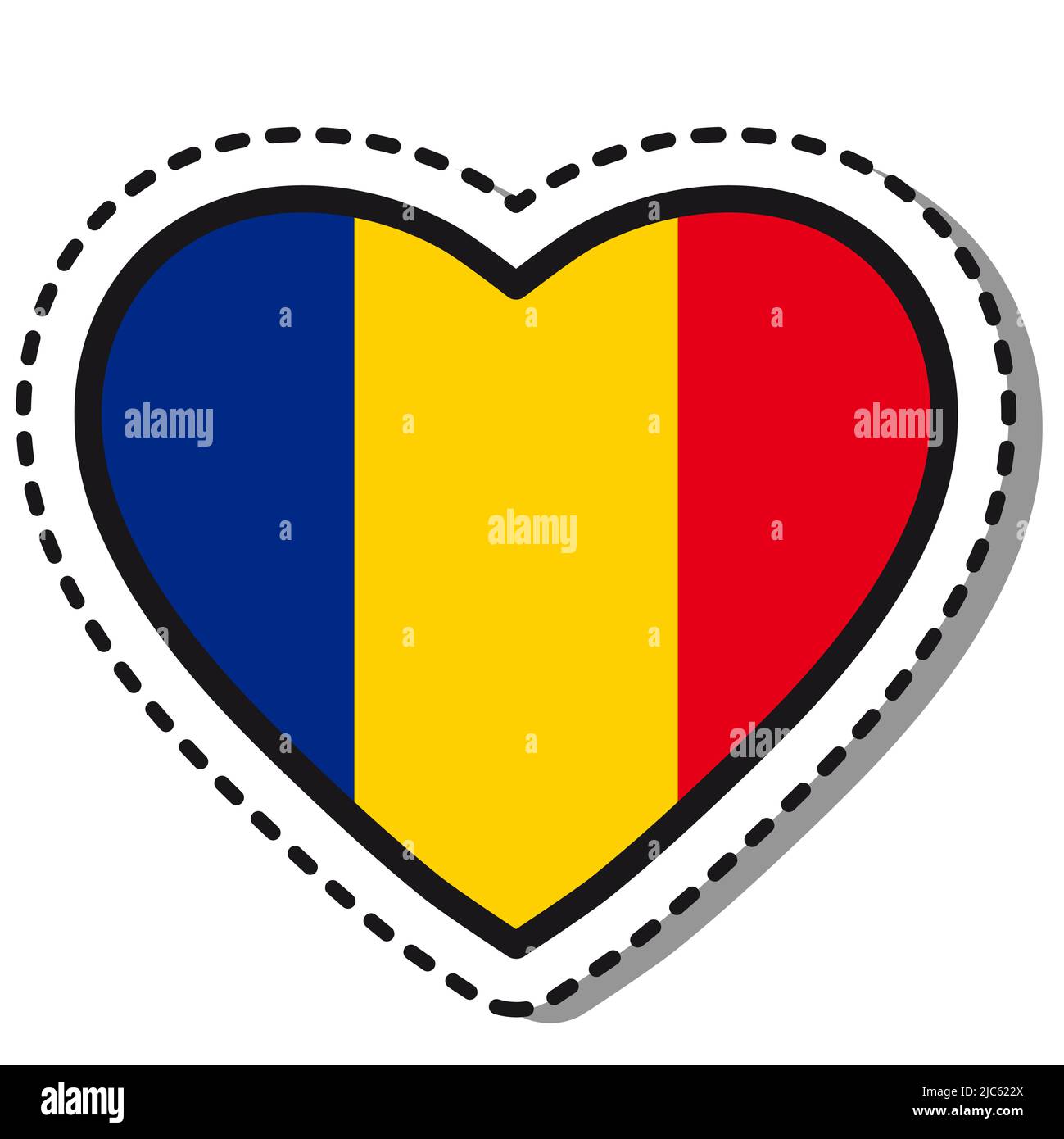 Flag Romania heart sticker on white background. Vintage vector love ...