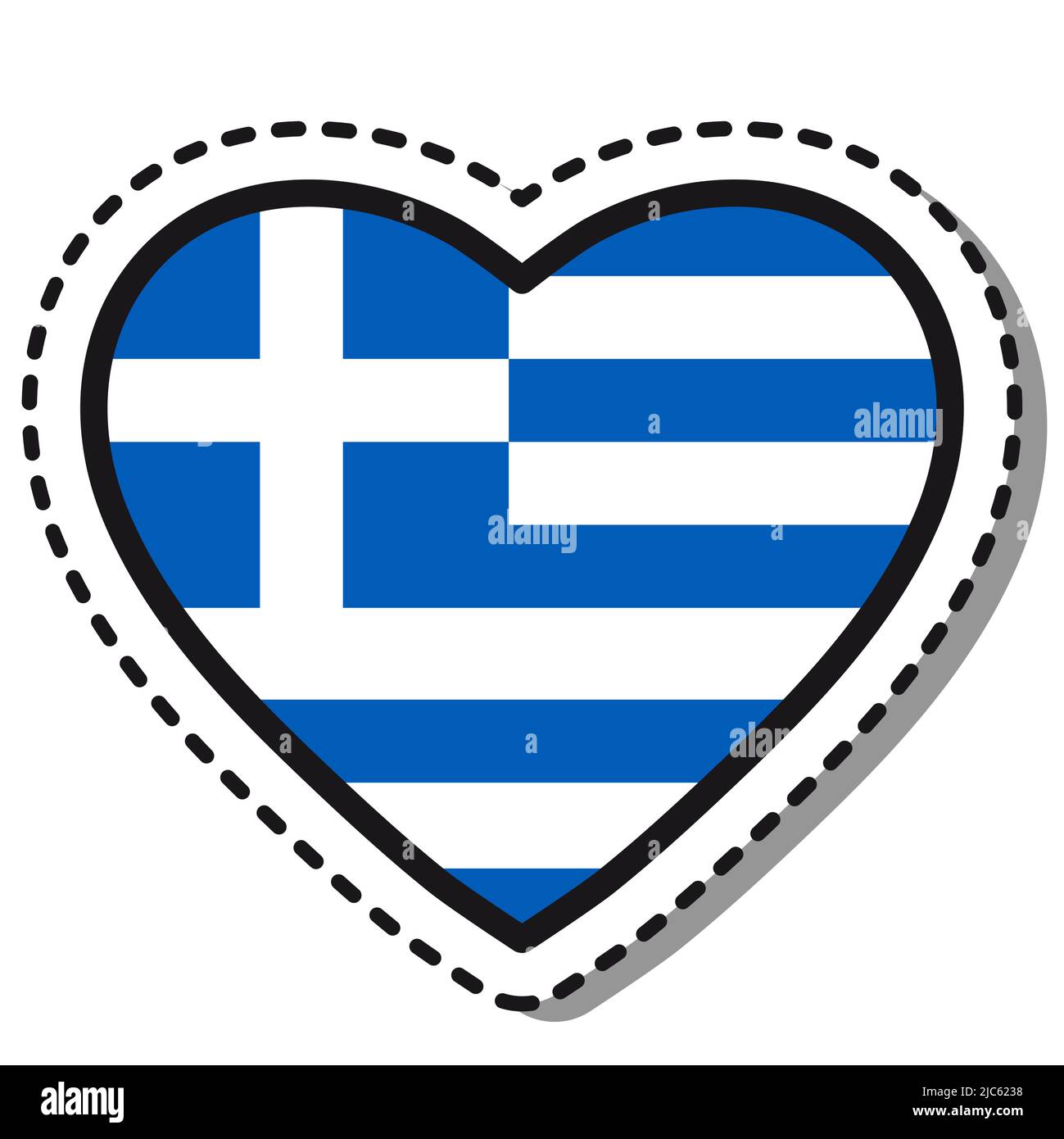 Flag Greece heart sticker on white background. Vintage vector love ...