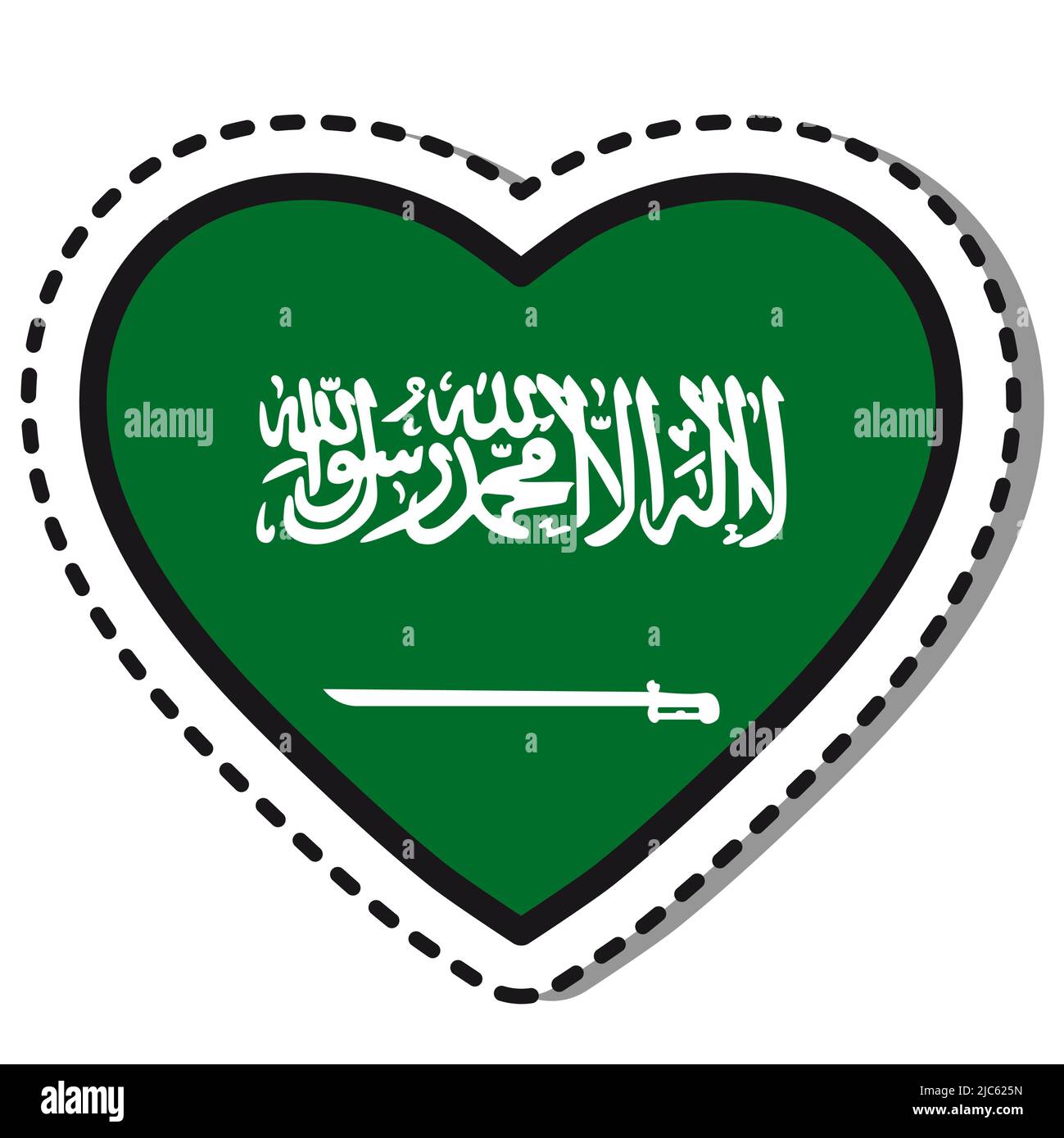 Flag Saudi Arabia heart sticker on white background. Vintage vector ...