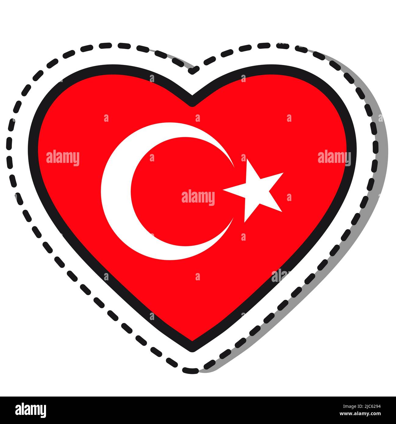 Flag Turkey heart sticker on white background. Vintage vector love ...