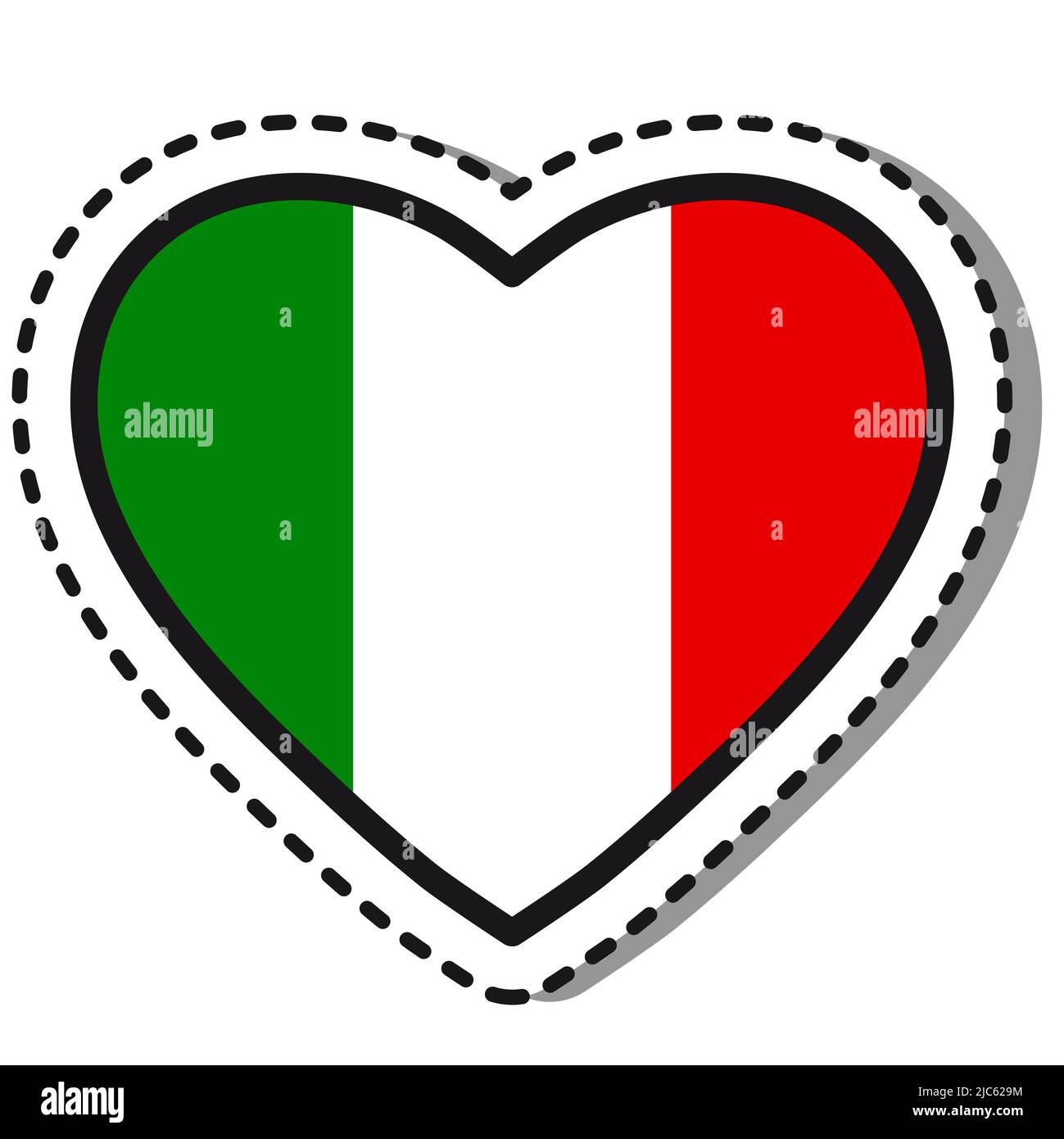 Flag Italy heart sticker on white background. Vintage vector love badge ...