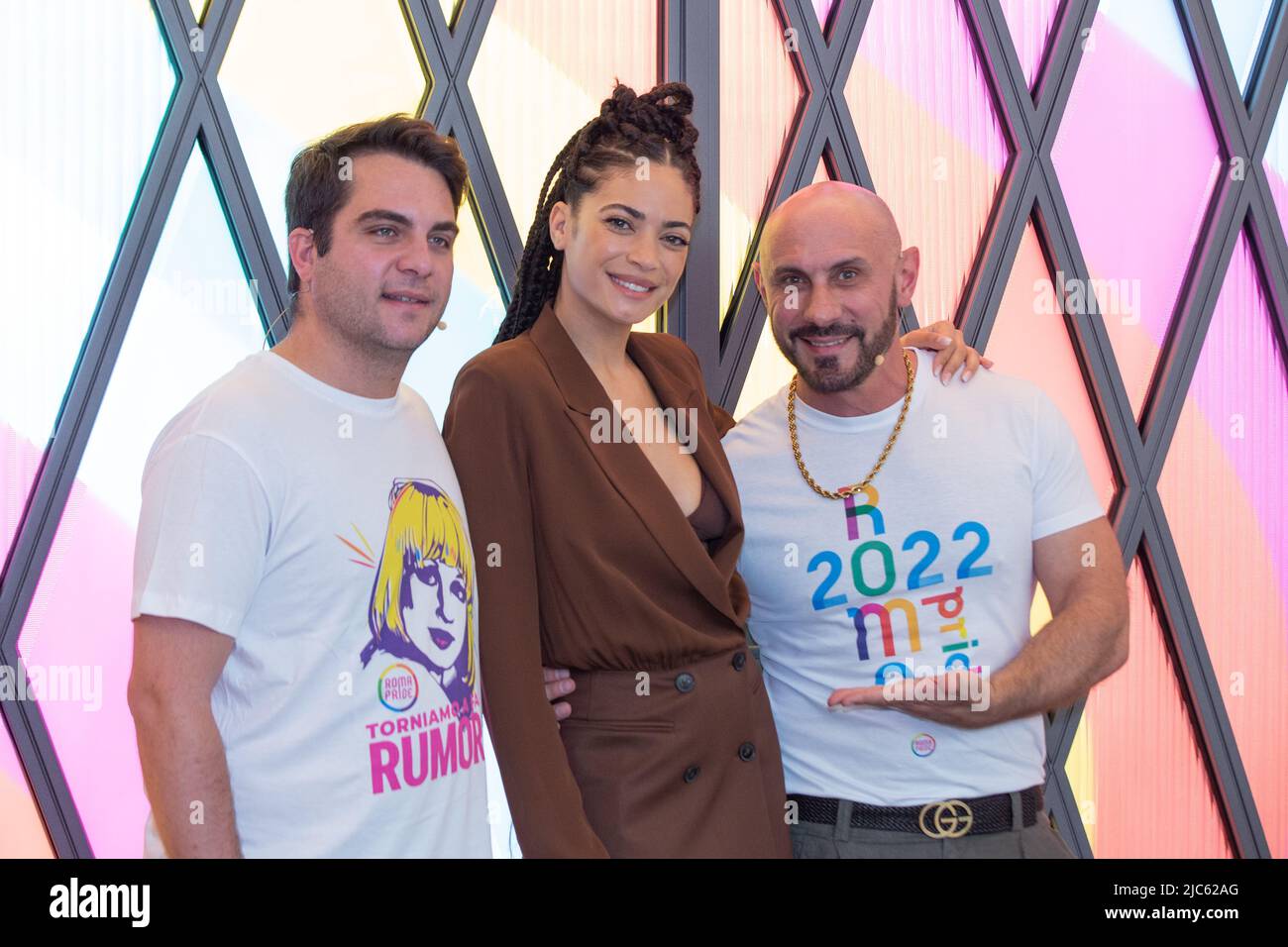 Italian singer Elodie, Mario Colamarino and Diego Longobardi attend ...