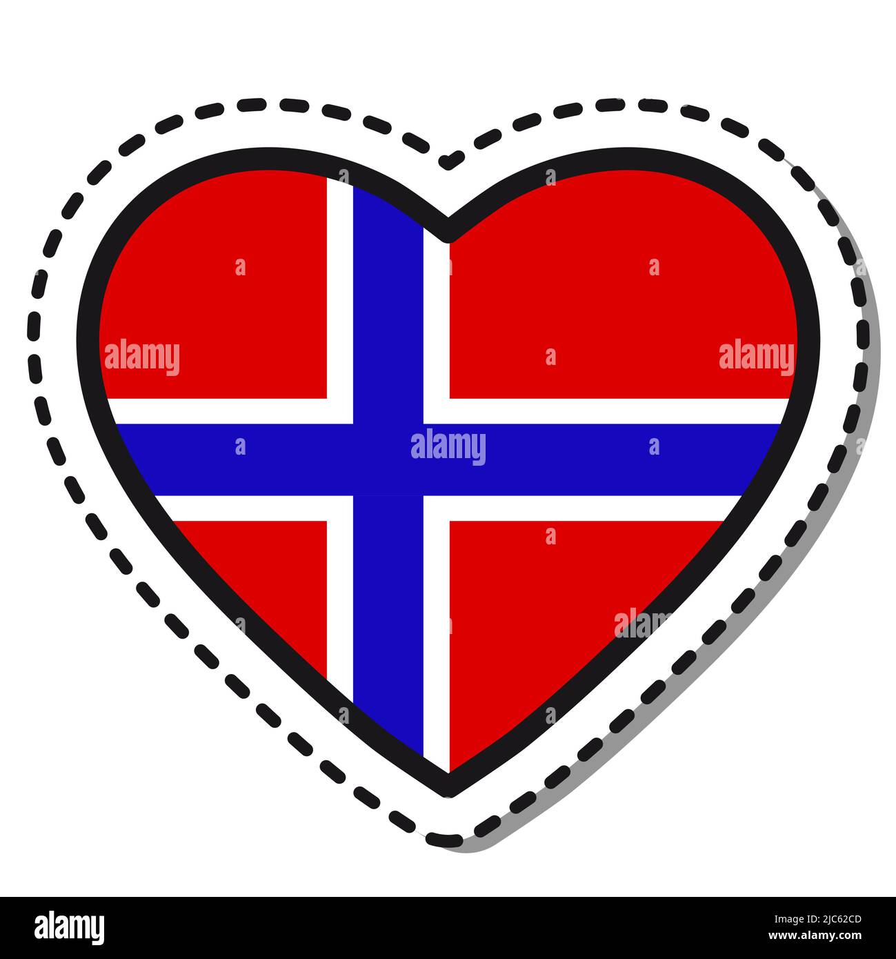 Flag Norway heart sticker on white background. Vintage vector love ...