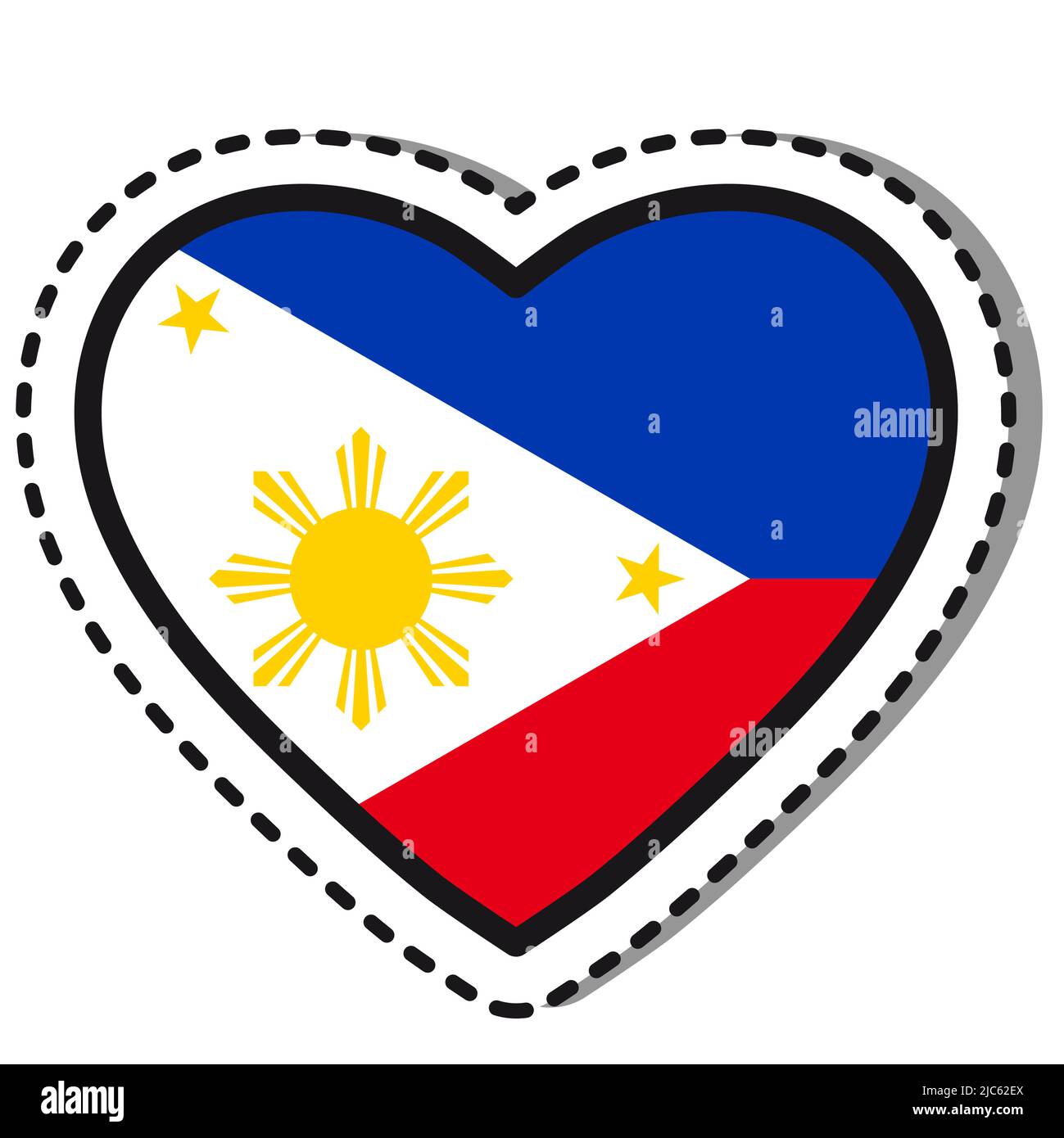 Flag Philippines heart sticker on white background. Vintage vector love ...
