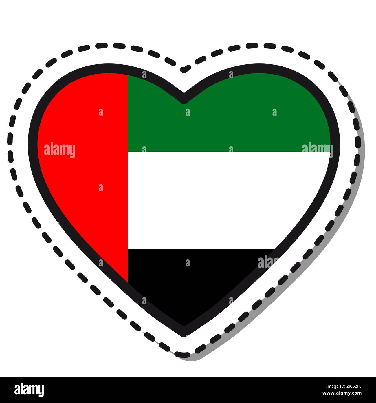 Flag UAE heart sticker on white background. Vintage vector love badge ...