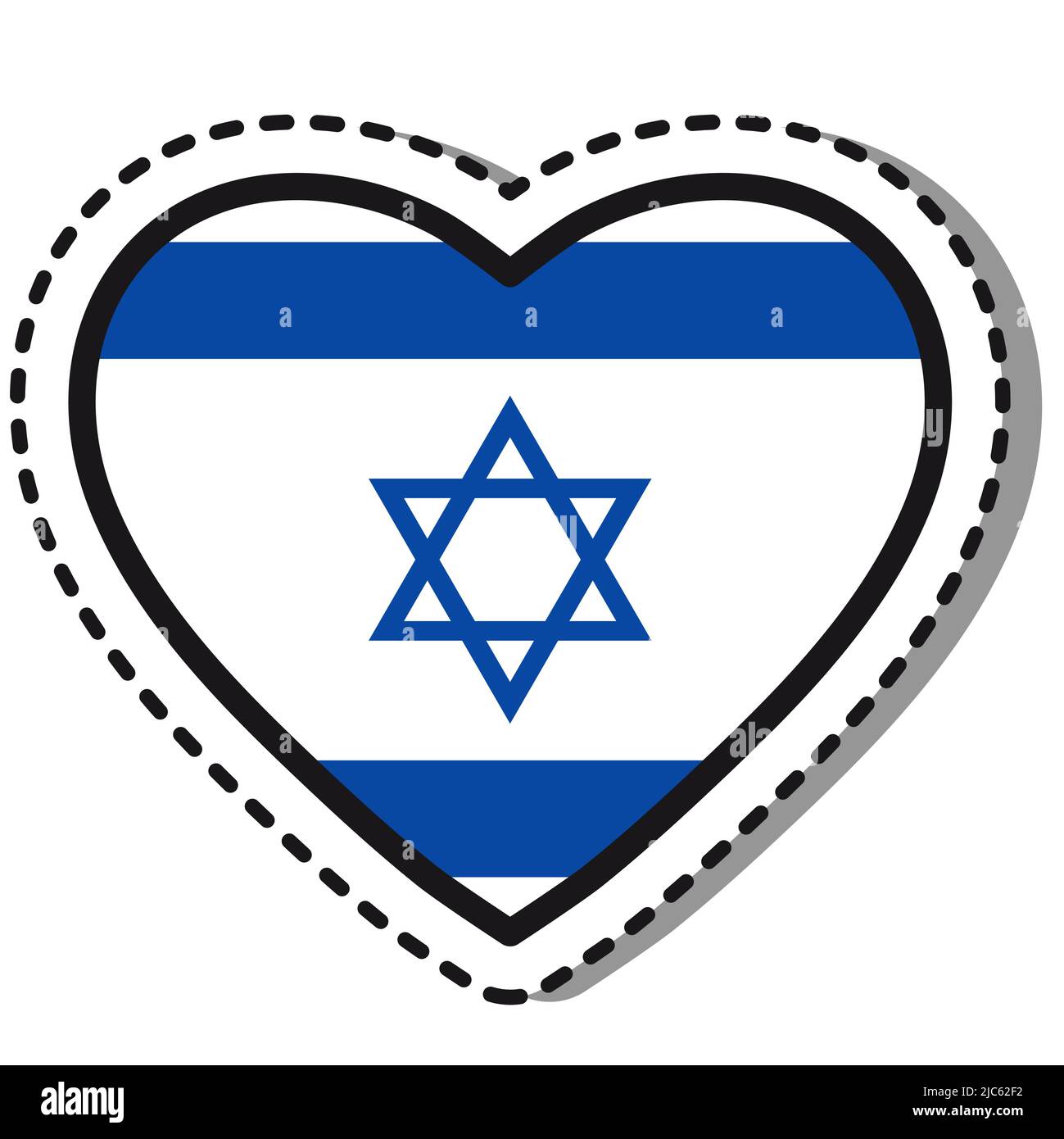 Flag Israel heart sticker on white background. Vintage vector love ...