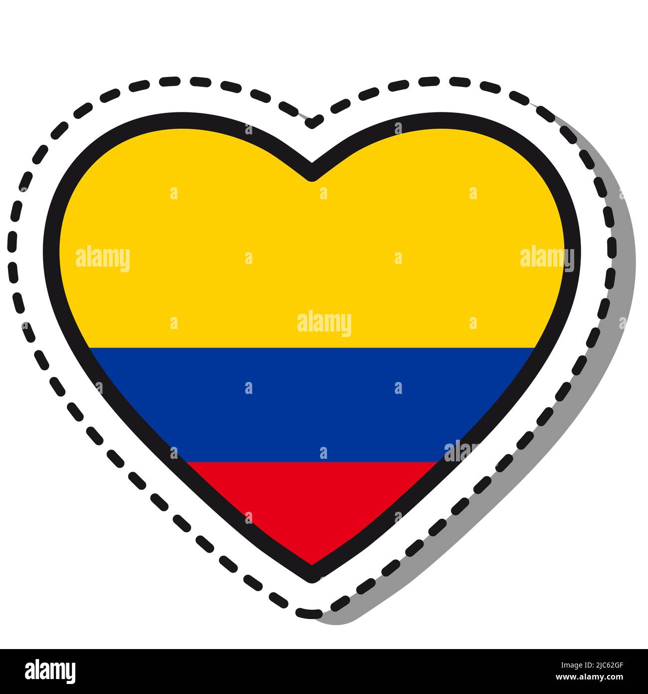 Flag Colombia heart sticker on white background. Vintage vector love ...