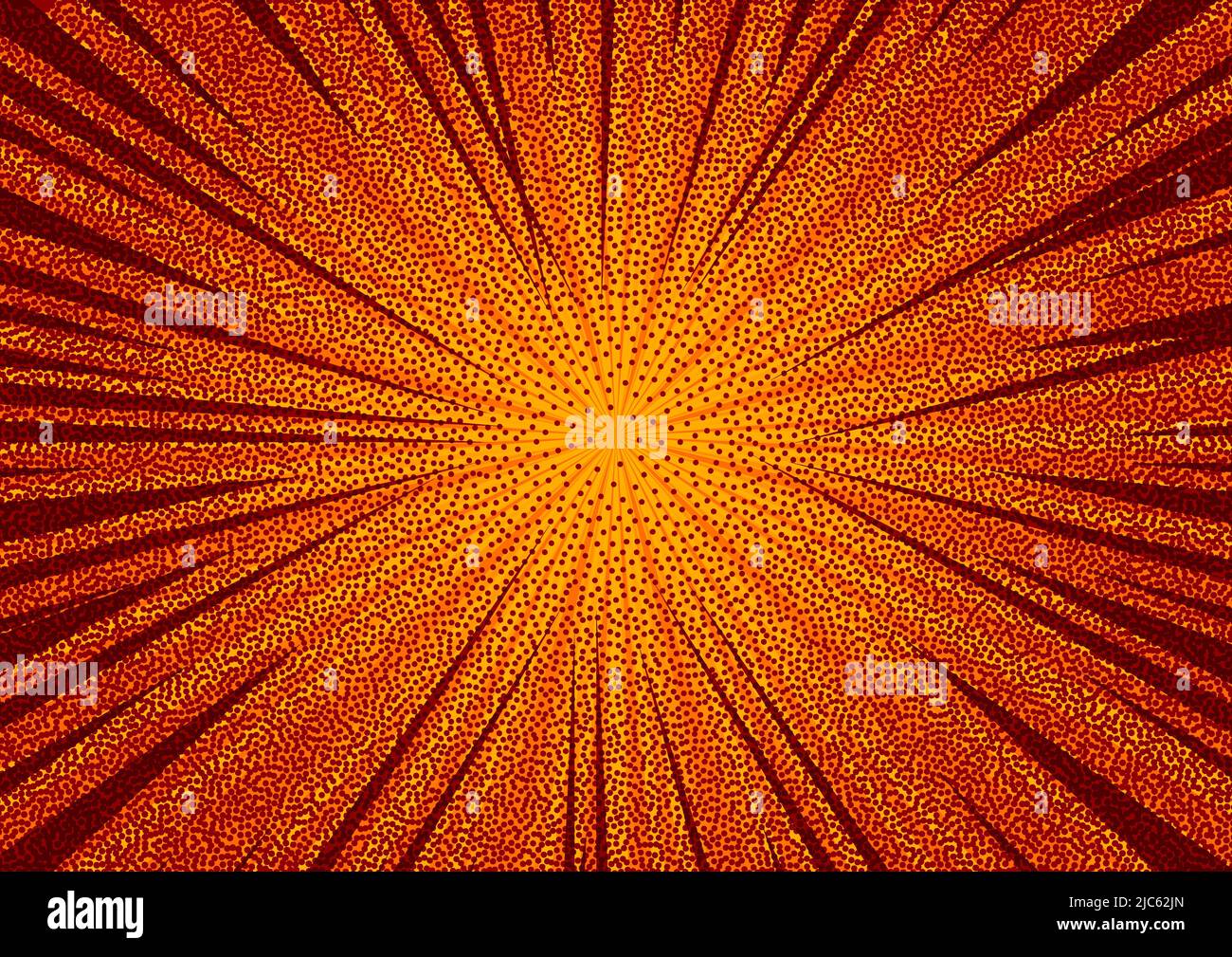 Abstract comic orange background for style pop art design. Retro burst ...