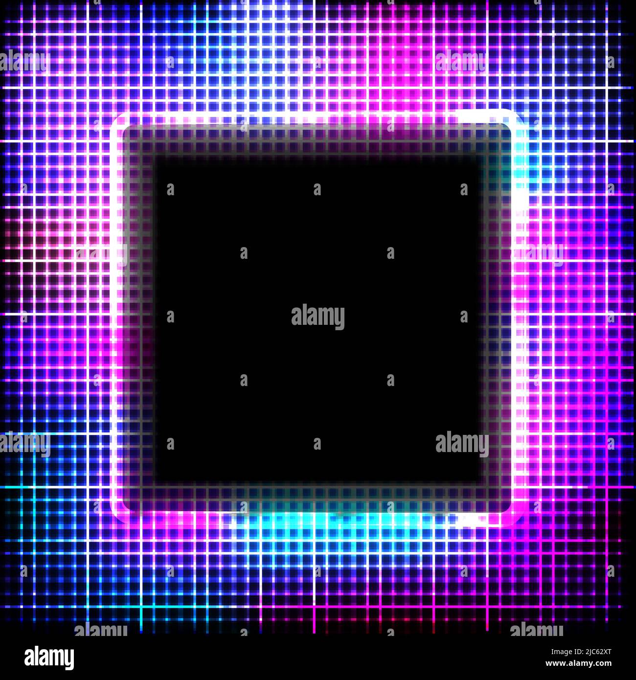 Colorful neon square frame on a dark background, vector abstract ...