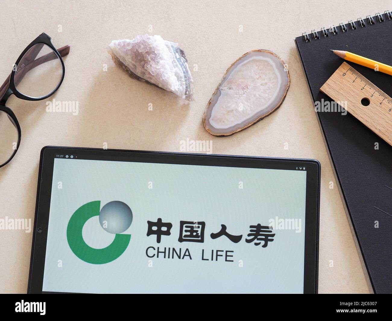 Germany. 10th June, 2022. In this photo illustration, a China Life ...