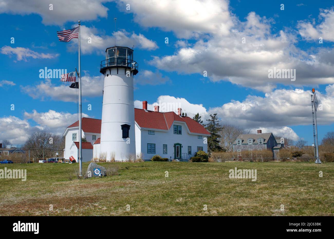 Historic Lighthouse and Coast Guard Station at Chatham, Cape Cod Stock ...