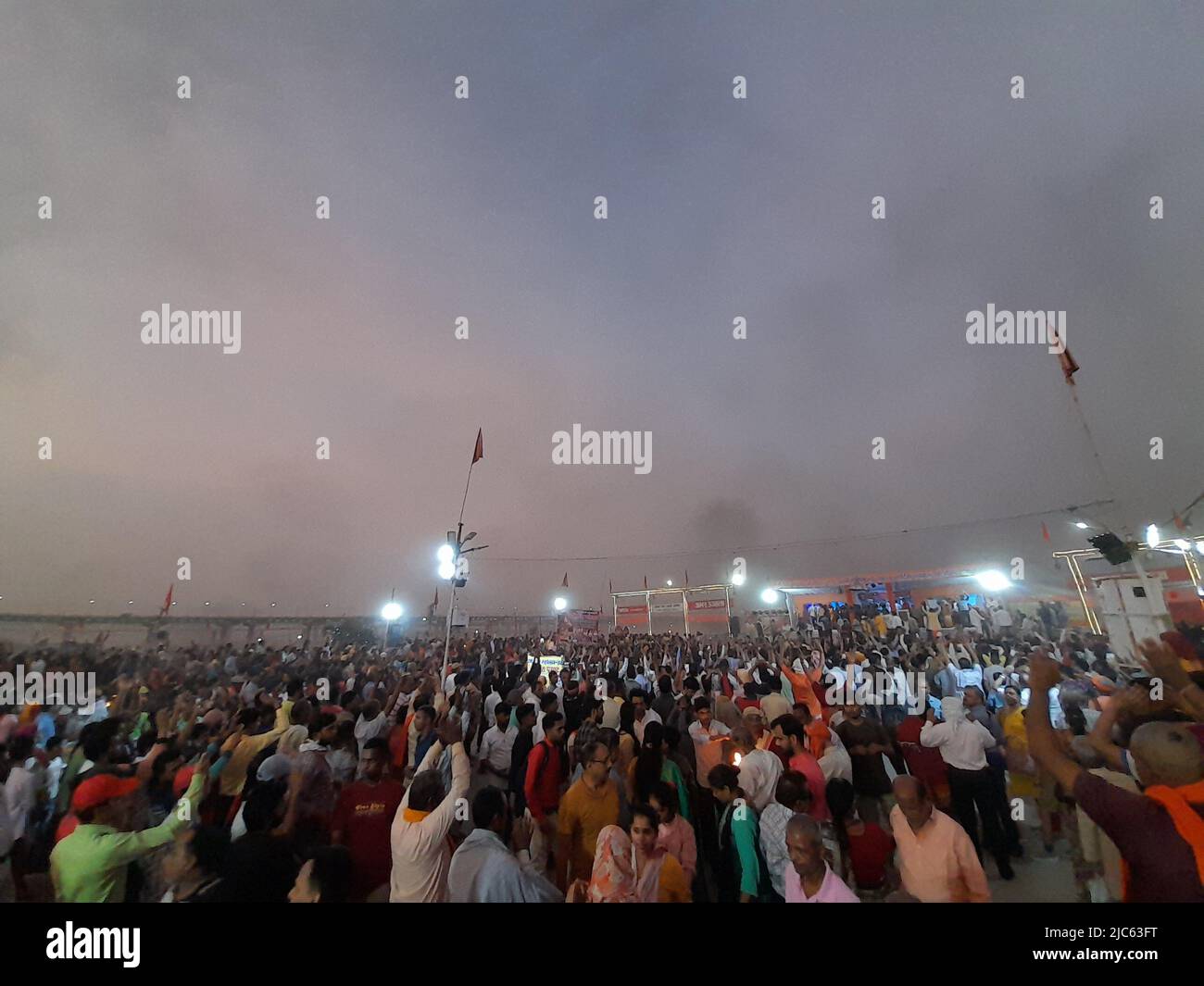 India. 9th June, 2022. Hindu devotees gathered to offer Ganga Aarti ...