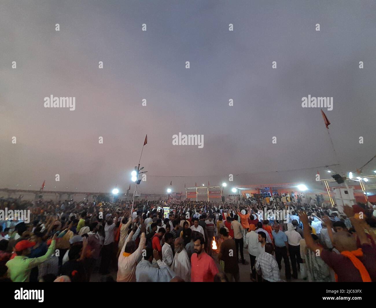 India. 9th June, 2022. Hindu devotees gathered to offer Ganga Aarti ...