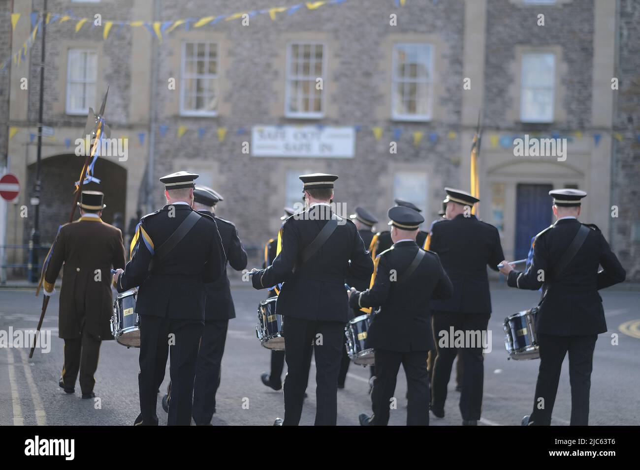 Hawick, UK. , . 2022 Hawick Common Riding The Drums and Fries band in ...