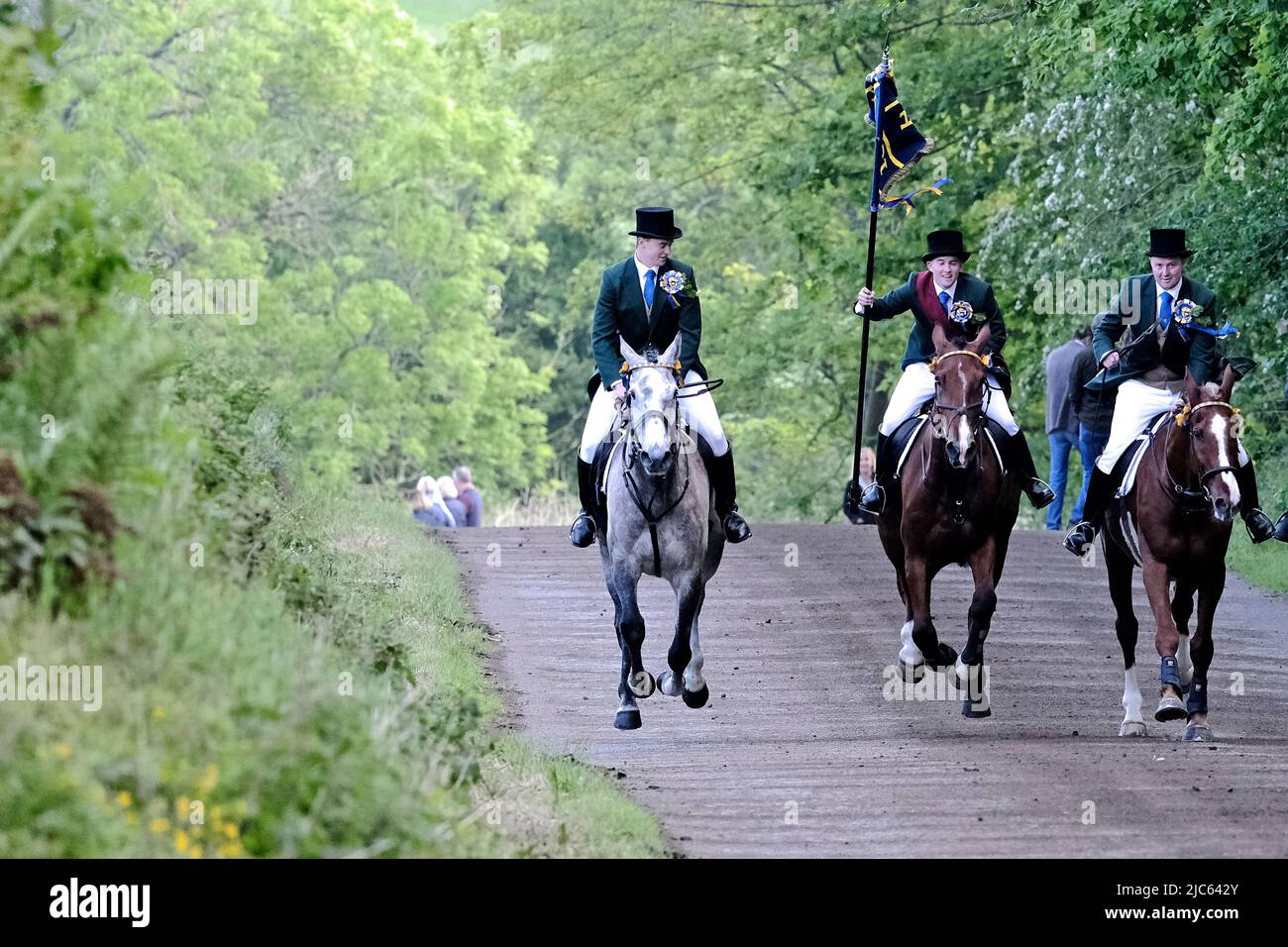 Hawick, UK. , . Galloping up the chase on the Nipknowes towards The Hut ...