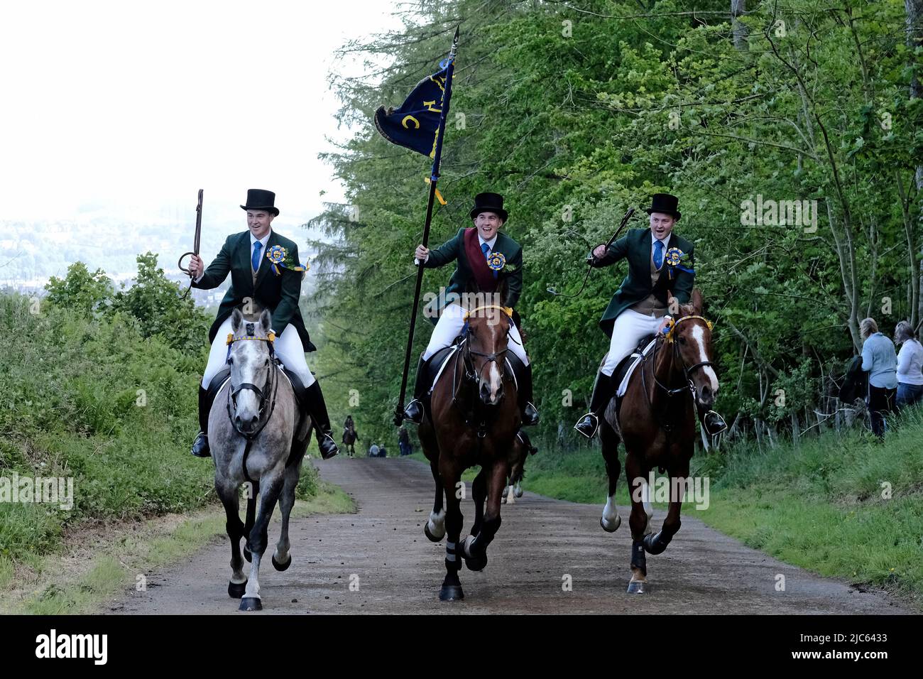 Hawick, UK. , . Galloping up the chase on the Nipknowes towards The Hut ...