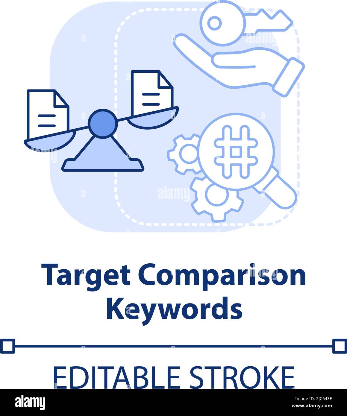 Target comparison keywords light blue concept icon Stock Vector Image ...