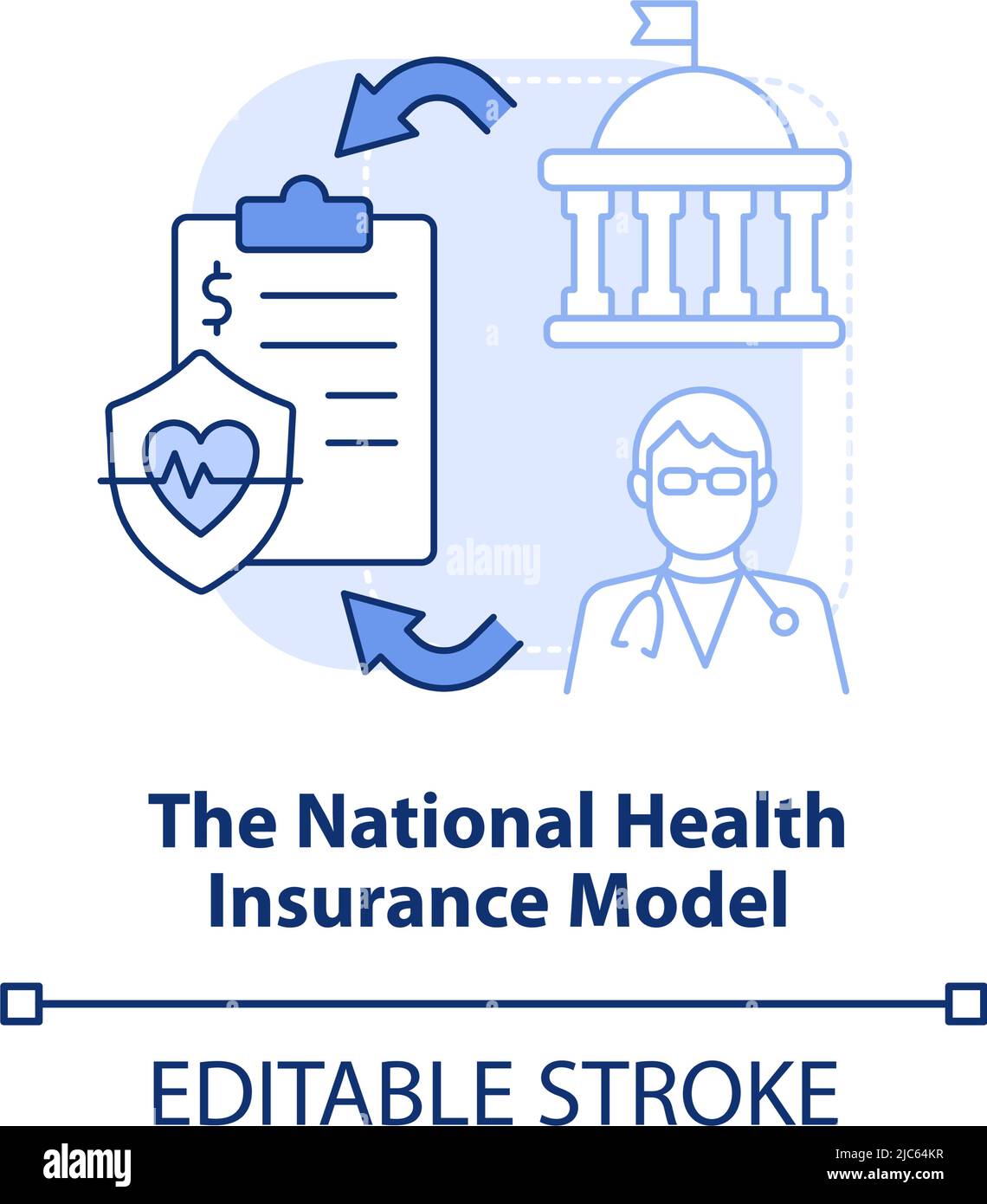 National health insurance model light blue concept icon Stock Vector ...