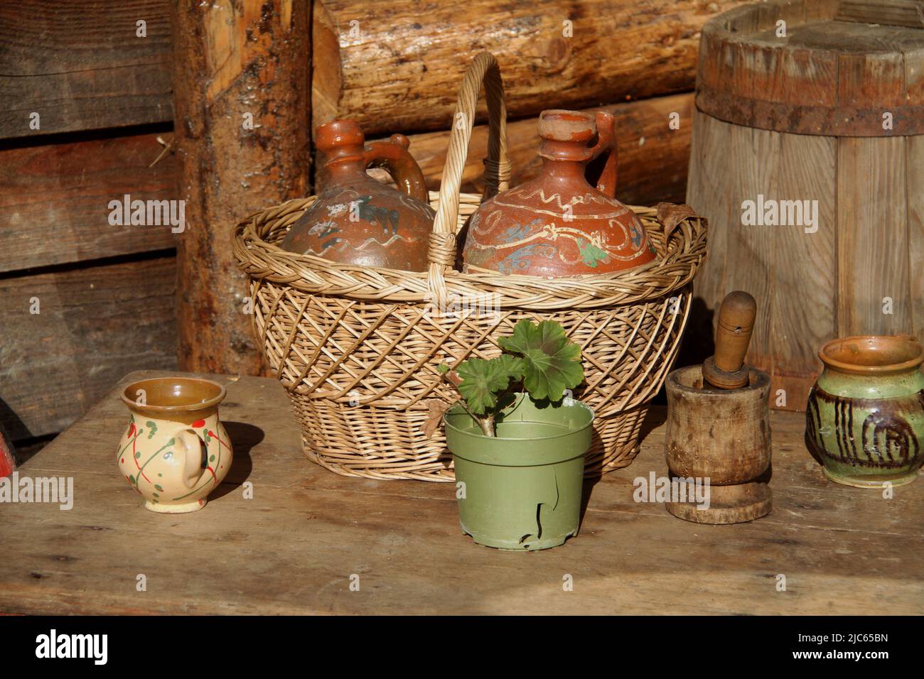 Old traditional Romanian items used as decor Stock Photo - Alamy