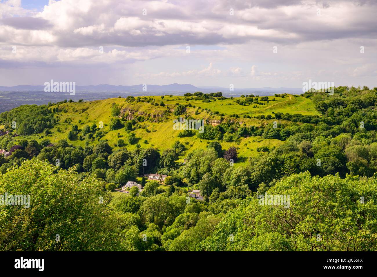 View from Birdlip viewpoint, Gloucestershire, UK, towards The Malvern ...