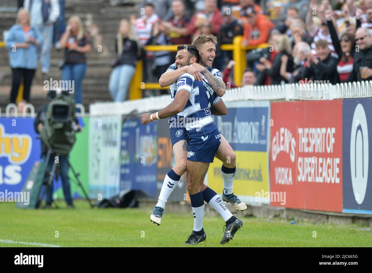 Castleford, England - 4 July 2022 - Bevan French of Wigan Warriors and ...